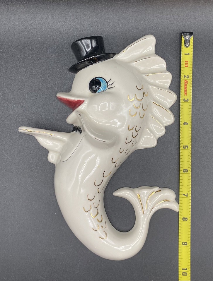 Vintage MCM Arnel Wall Art Seahorse Fish Top hat | eBay