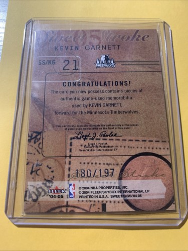 2004-05 Fleer Sweet Sigs - Sweet Stroke Jersey #SS/KG Kevin Garnett ...