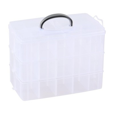3-Tier Clear Plastic Swing Organizer Box, Large Portable Dividers ...