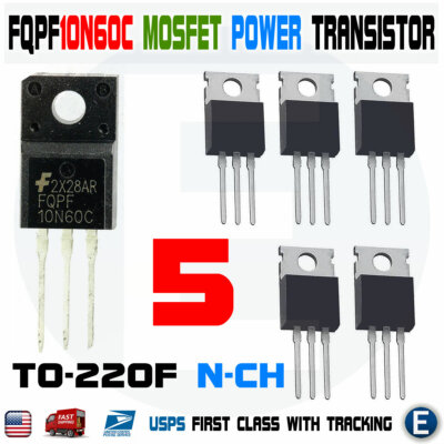 5pcs FQPF10N60C 10N60C 600V N-Channel MOSFET TO-220F IR Power ...