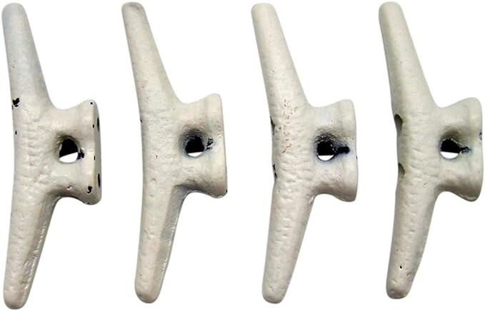 Wowser White Cast Iron Nautical Boat Cleat Decorative Wall Hook, Set of ...