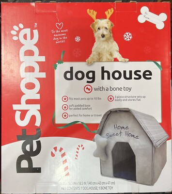 Pet Shoppe Dog House Bone Toy Gift Most Pets Up To 10lbs Home Travel ...