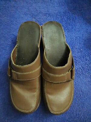 Rialto Womens Brown Leather Clog Shoes Size 8M | eBay