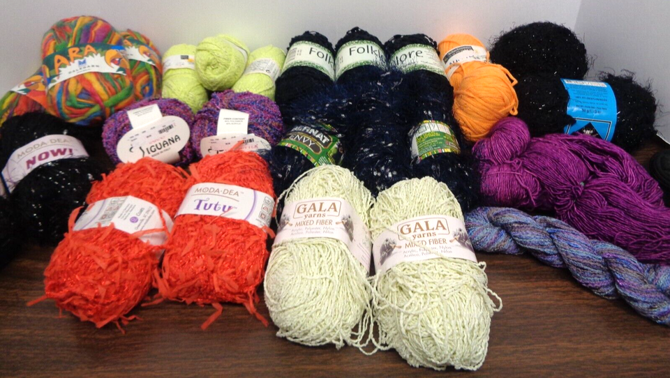 26-PIECE YARN LOT SKEINS & BALLS-WOOL-POLYESTER-NYLON-COTTON-RAYON | eBay