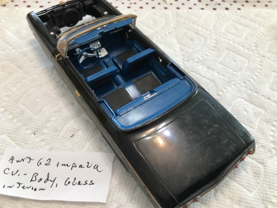AMT 1/25 VINTAGE 1962 IMPALA CONVERTIBLE BODY, INT TUB GLASS USED 1962 ...