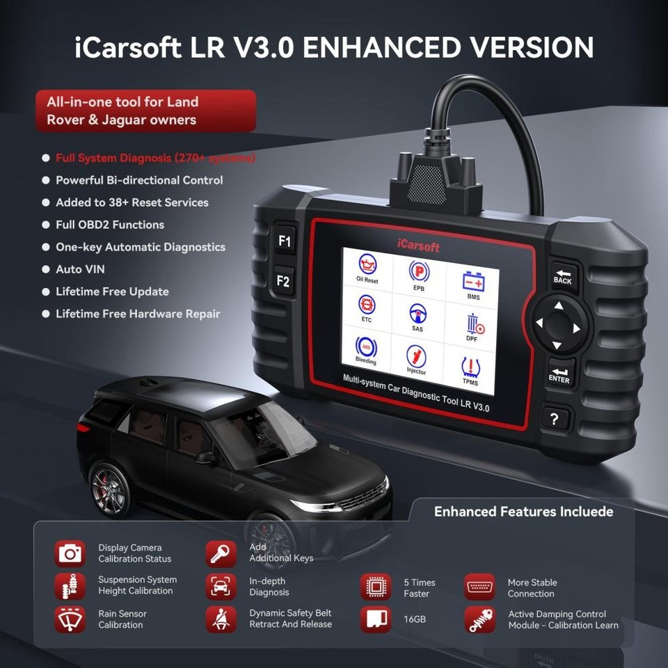 iCarsoft LR V3.0 Diagnostic Scanner For Land Rover & Jaguar Full System ...