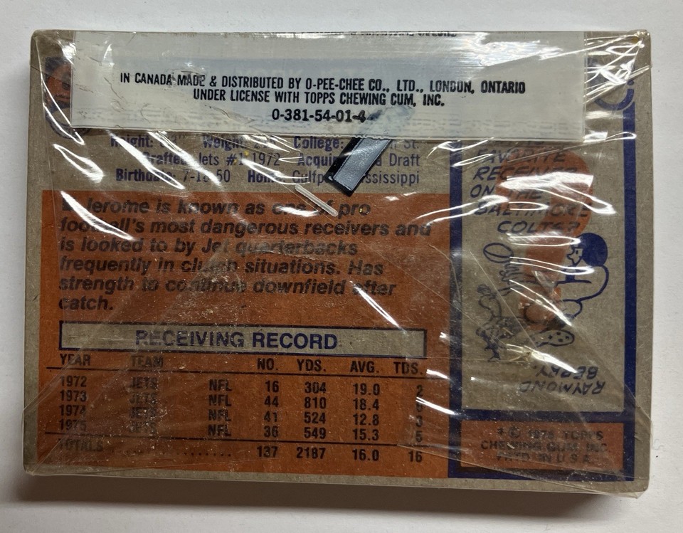 1976 Topps Football New Unopened SEALED Cello Pack Ira Gordan, Jerome ...