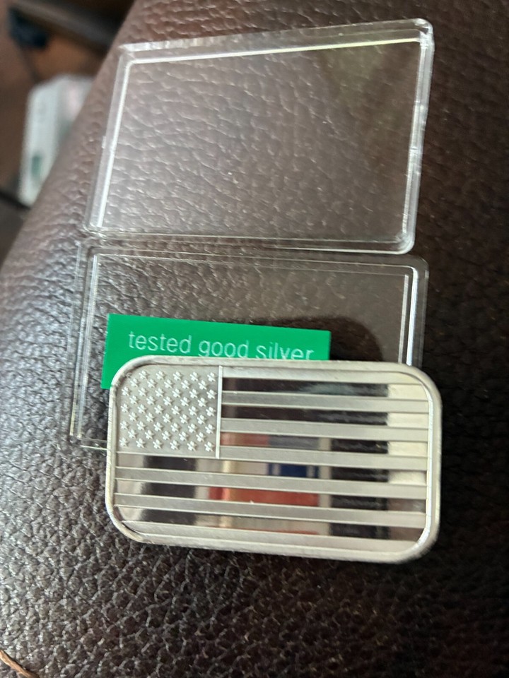 American Flag Silver Bar - 1 Oz .999 Fine Silver MINT IN PLASTIC-USA ...
