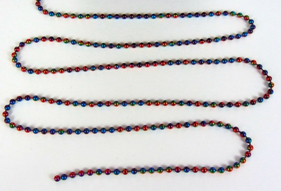 Fan Pull Chain ~ Vibrant Rainbow Beaded Ball Chain 36 inch (3-ft) 3.2mm ...