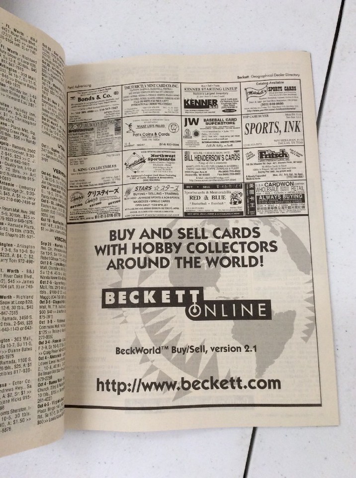 Beckett Baseball Card Monthly magazine Price Guide Mark McGwire October ...
