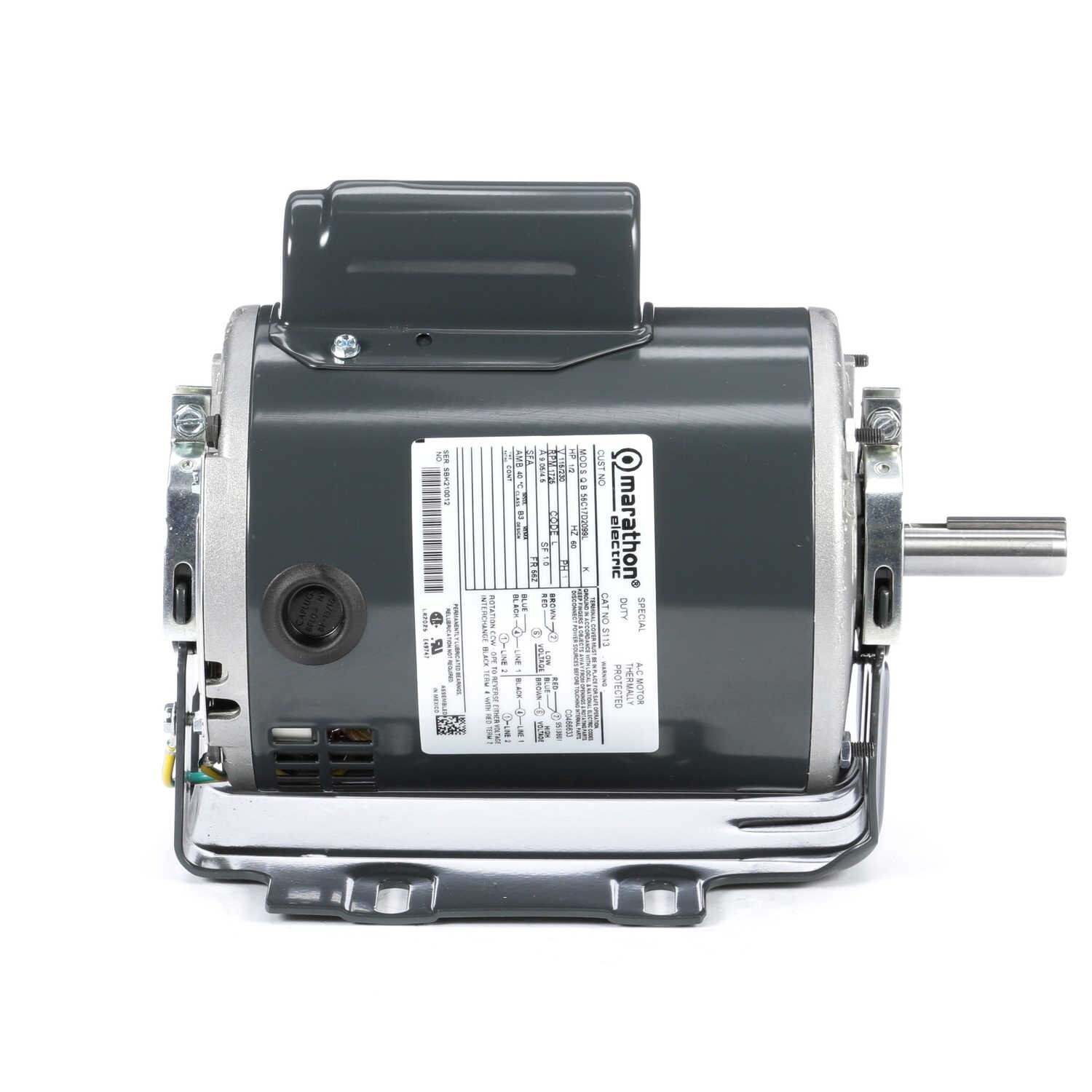 Marathon S113 Electric Motor 1/2 HP 1725 Rpm | Grelly USA