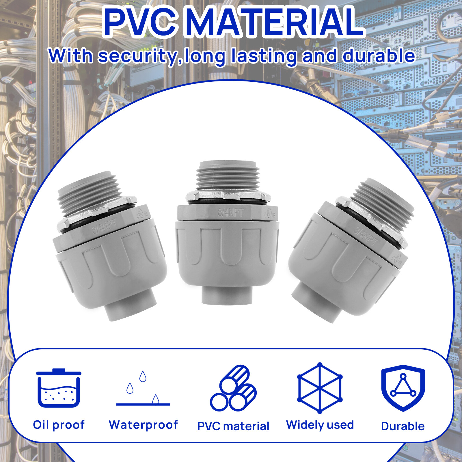 20Pcs 3/4 inch Liquid Tight Connector PVC Straight Conduit Connector🍇 ...