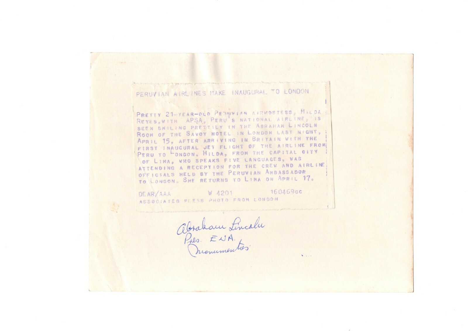 STUNNING IMAGE HILDA REYES PERUVIAN AIRHOSTESS 1969 ORIG VTG Press ...