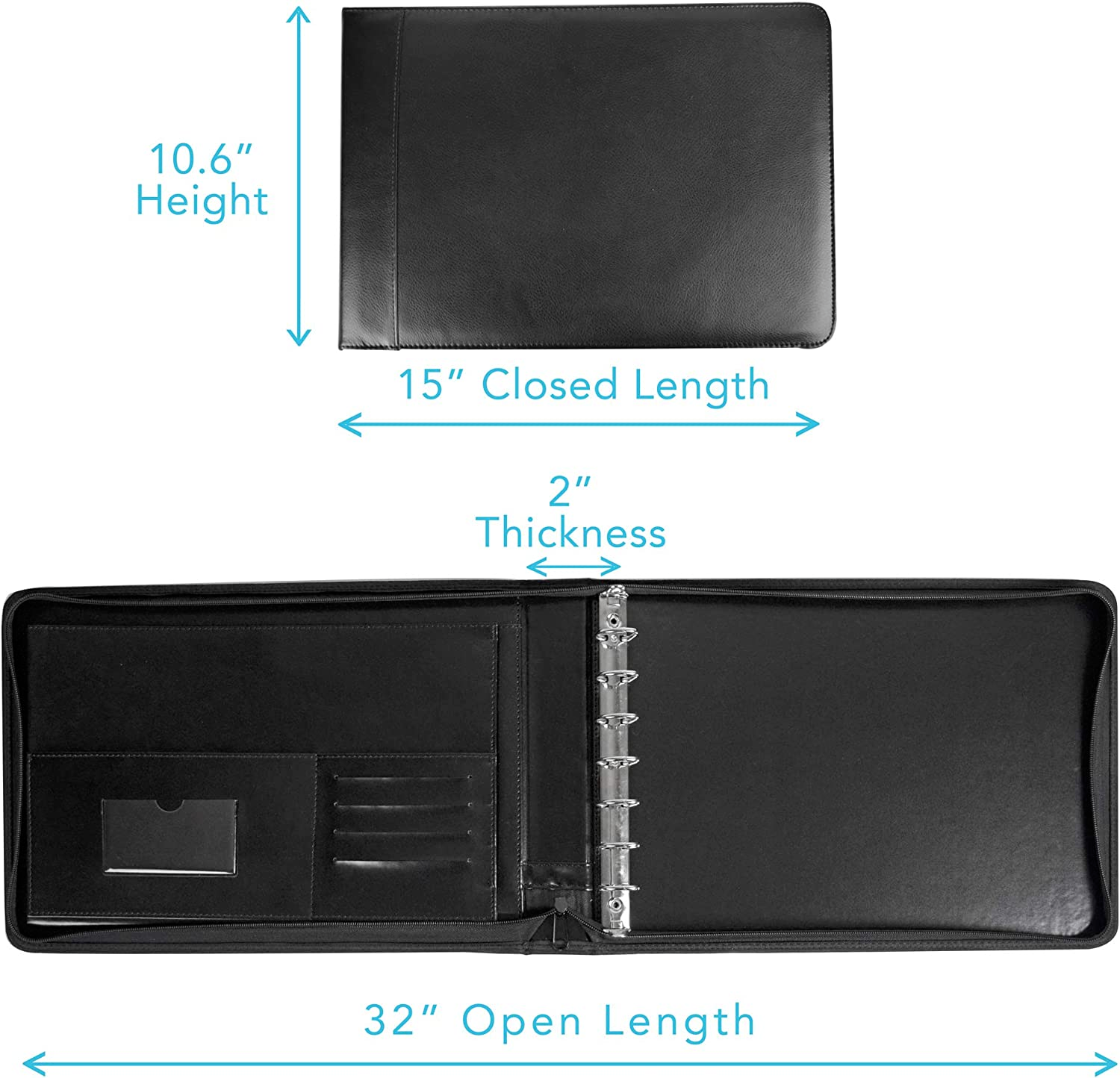 Executive Business Check Binder PU Leather 7 Ring Checkbook Cover ...
