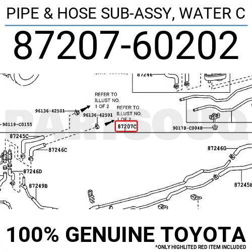 8720760202 Genuine Toyota PIPE & HOSE SUB-ASSY, WATER C 87207-60202 | eBay