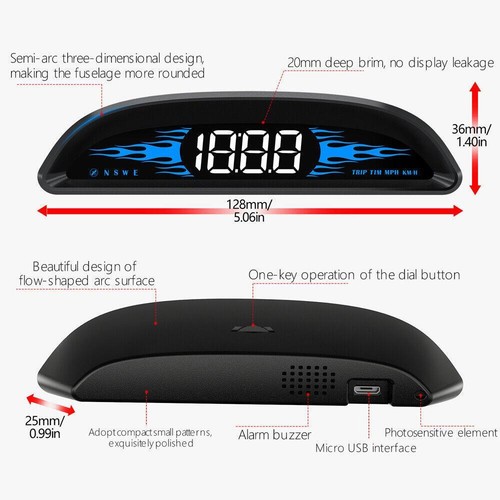 Car Head Up Display HUD Digital Projector GPS Speedometer Warning Alert ...