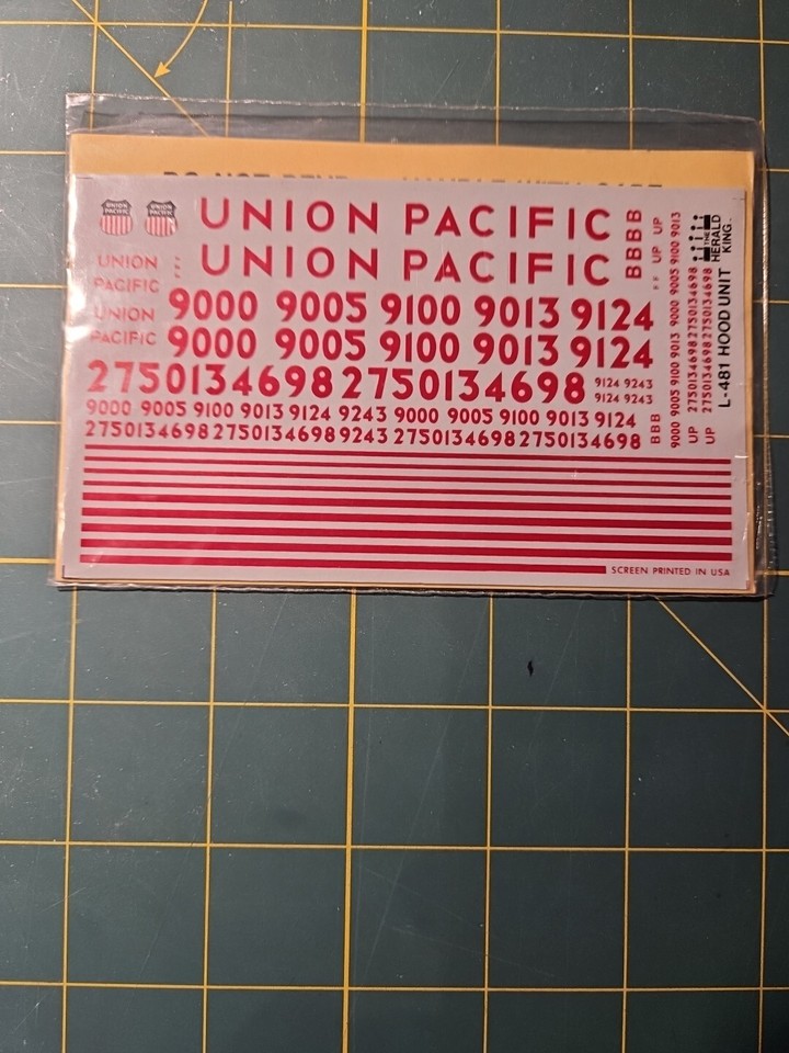 HERALD KING DECALS, HO SCALE, L-481, UNION PACIFIC HOOD UNIT DIESEL | eBay