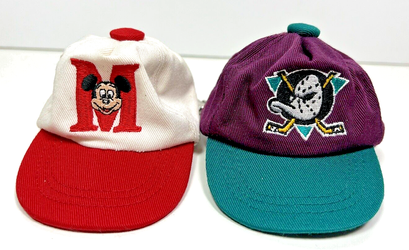 Disney Mighty Ducks and Mickey Mouse Miniature Baseball Cap Keychains ...