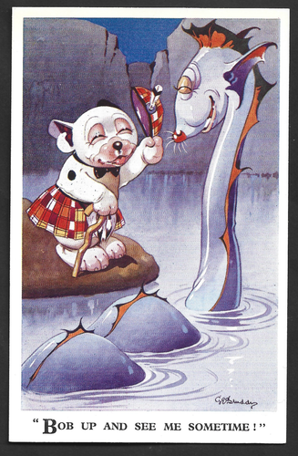 1935 LOCH NESS MONSTER GEORGE STUDDY BONZO DOG IN TARTAN KILT POSTCARD ...