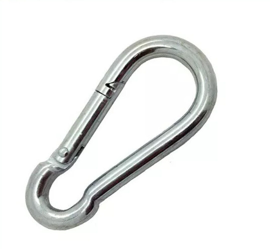 10 X 4mm x 40mm Steel Carabiners Spring Loaded snap hook Pack Of 10 ...