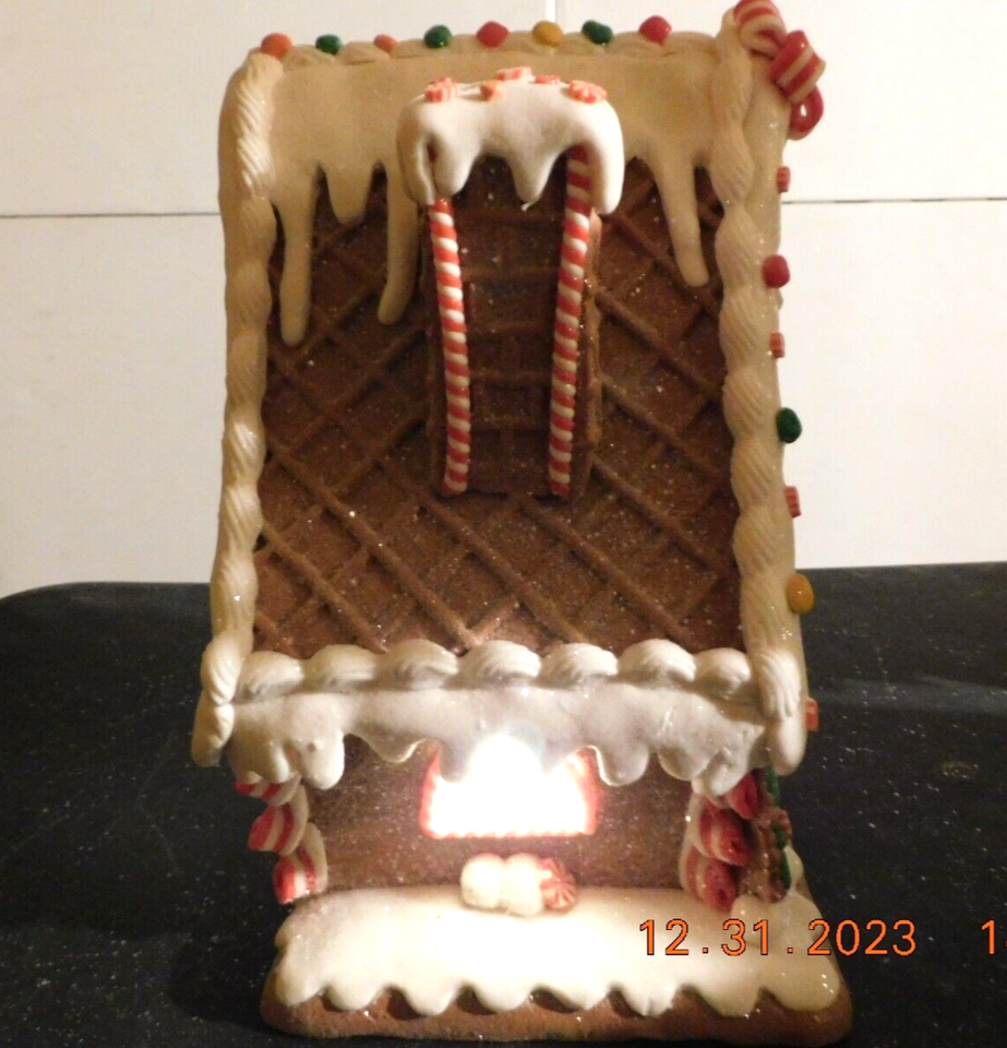 New Trimsetter Gingerbread Light Up LED Small Waffle Roof House 9.5 ...