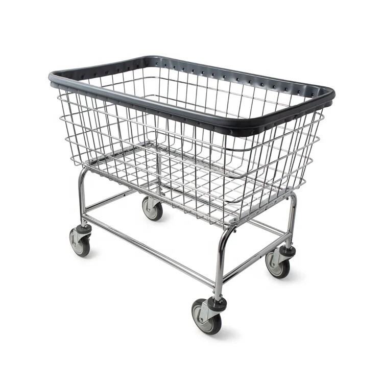 R&B Wire® 100E Heavy Duty Wire Laundry Cart | 2.5 Bushel | Steel Frame ...