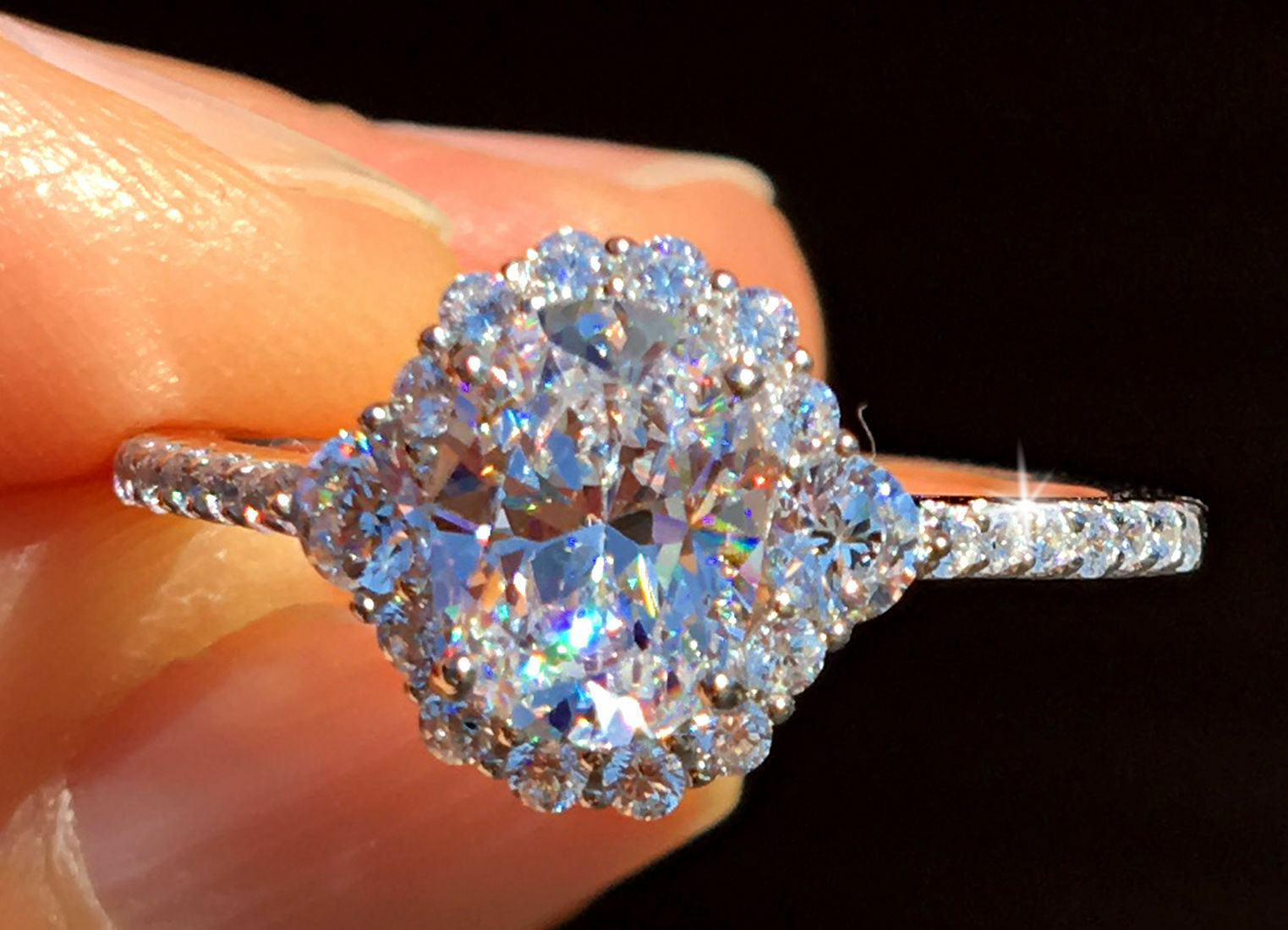 Women Wedding 935 Silver Ring With White 3.30CT Oval & Round Simulated ...