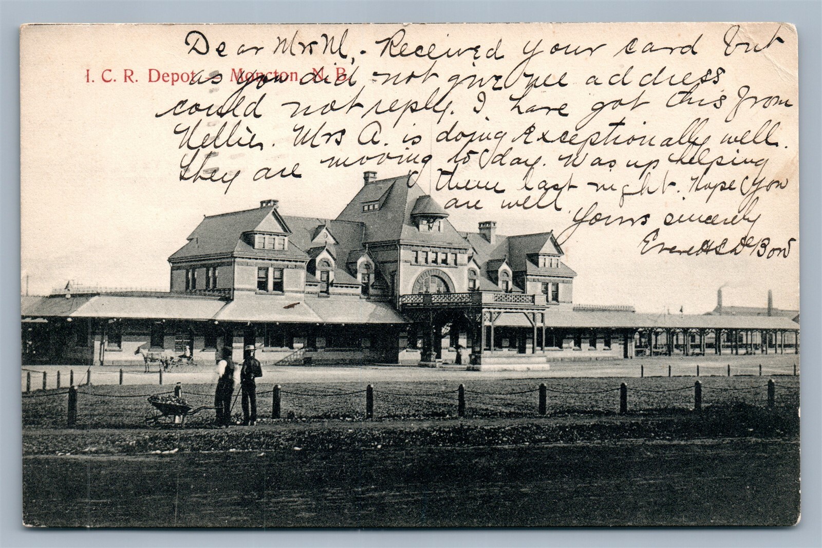 MONCTON NB CANADA RAILWAY STATION ANTIQUE PRIVATE POSTCARD RAILROAD ...