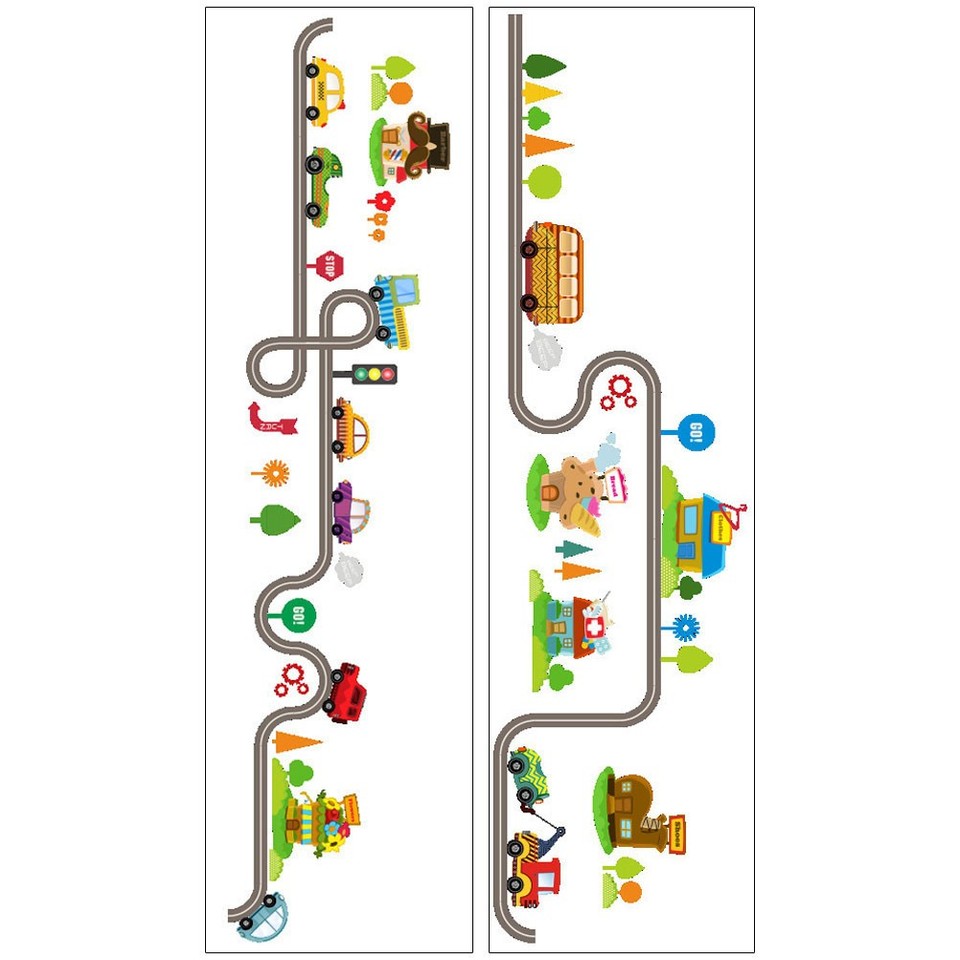 4 Sheets Window Stickers Kids Bedroom Decals Rail and Car Sticker ...