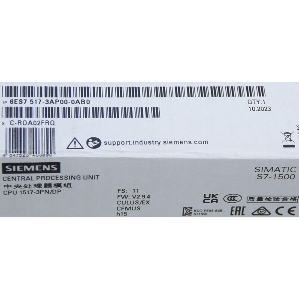 6ES7517-3AP00-0AB0 SIEMENS SIMATIC S7-1500 CPU 1517-3PN/DP Brand New in ...