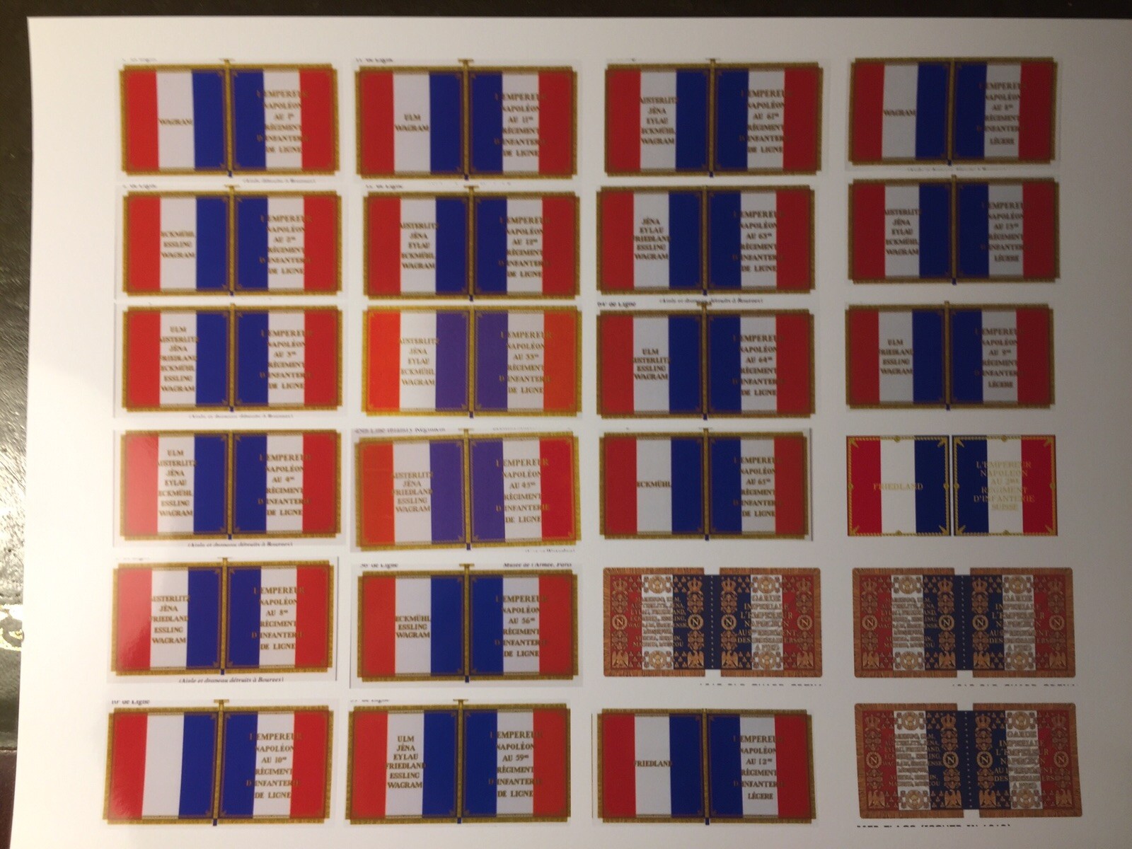 24x 28mm French Napoleonic Flags Waterloo Old Guard Line Light Infantry ...