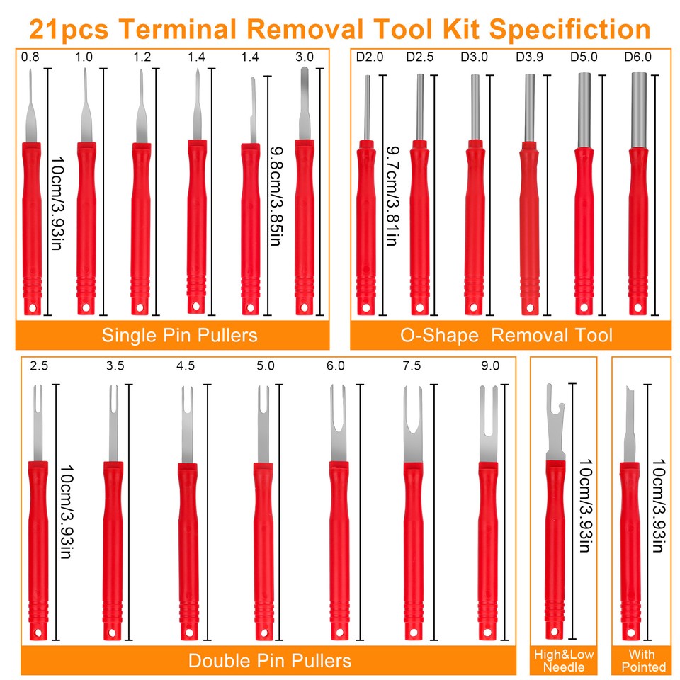21 pcs Terminal Removal Tool Kit, Electrical Pin Extractor with ...
