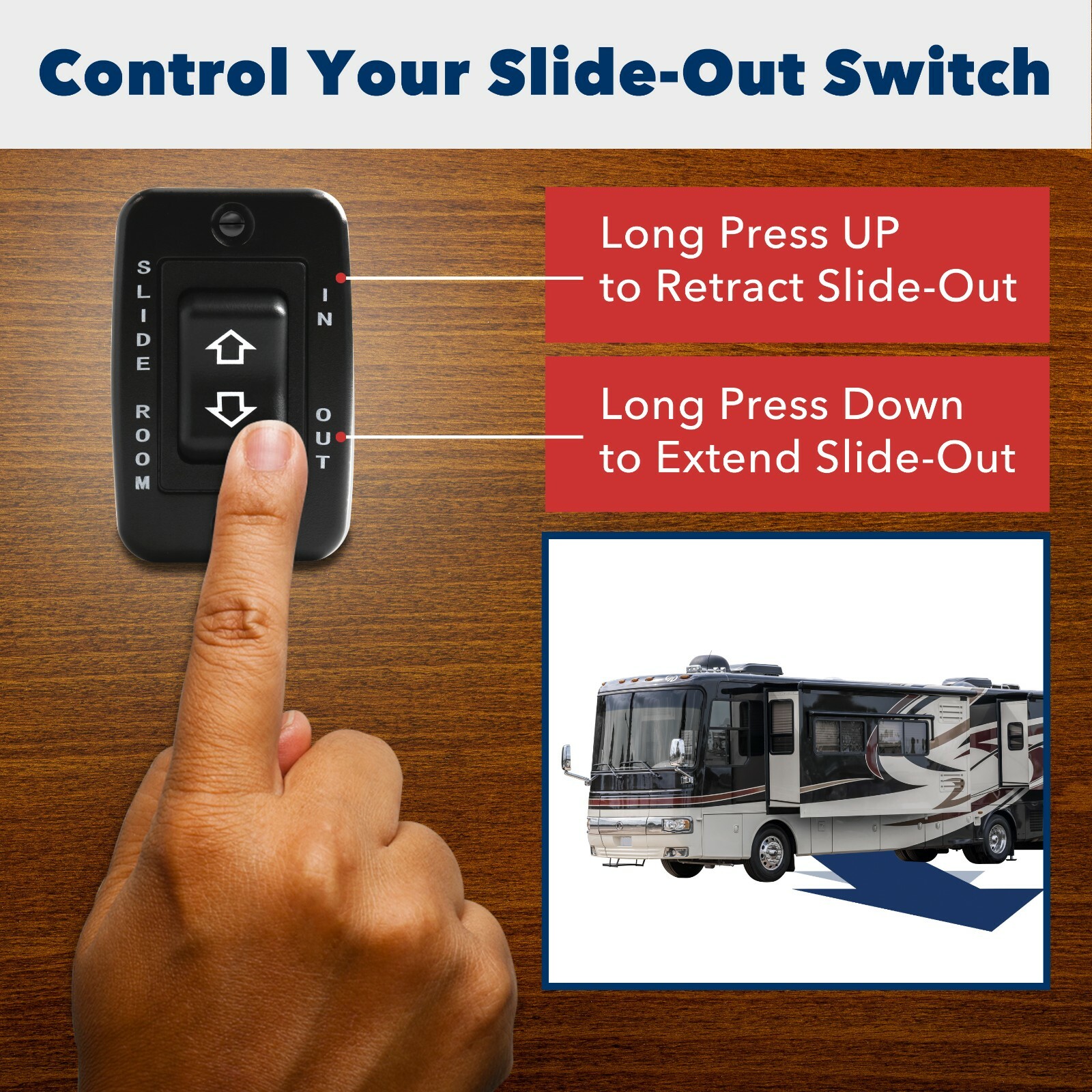 RV Slide Out Switch Black 20 Amp Continuous 40 amp Peak Leisure ...