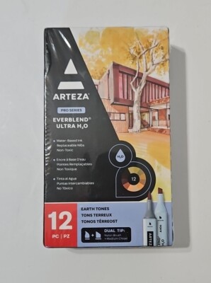 Arteza Pro Series EverBlend Ultra H2O Dual Tip Earth Tones 12 Count ...