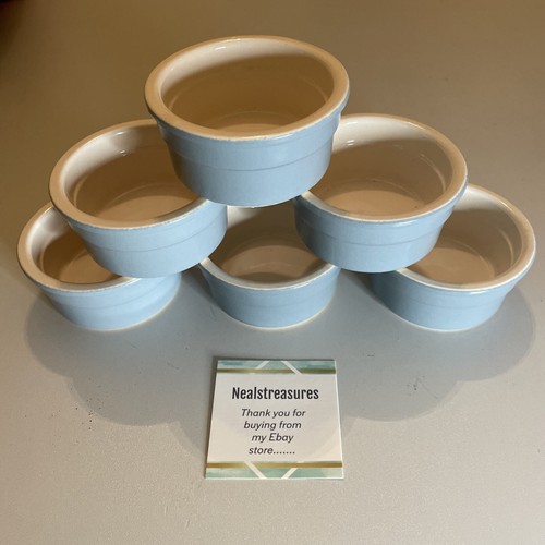 Set Of 6 Cermer Ramekins Pastel Gray/White Ceramic 4oz Custard Soufflé ...
