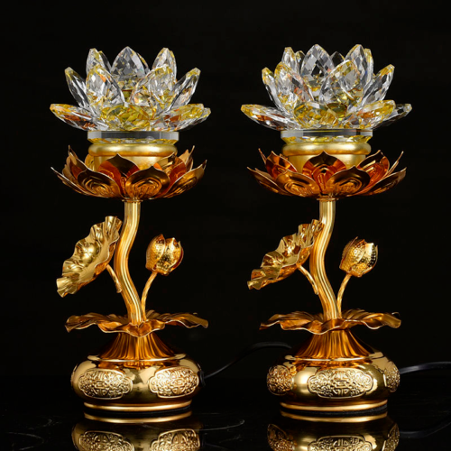 A Pair LED Buddhist Lotus Lamp Buddha Hall Altar Worship Light Lamps | eBay
