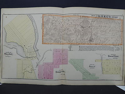 Illinois Stephenson County Map 1871 Oneco Township 1Dbl Pg 2 Single Pg ...