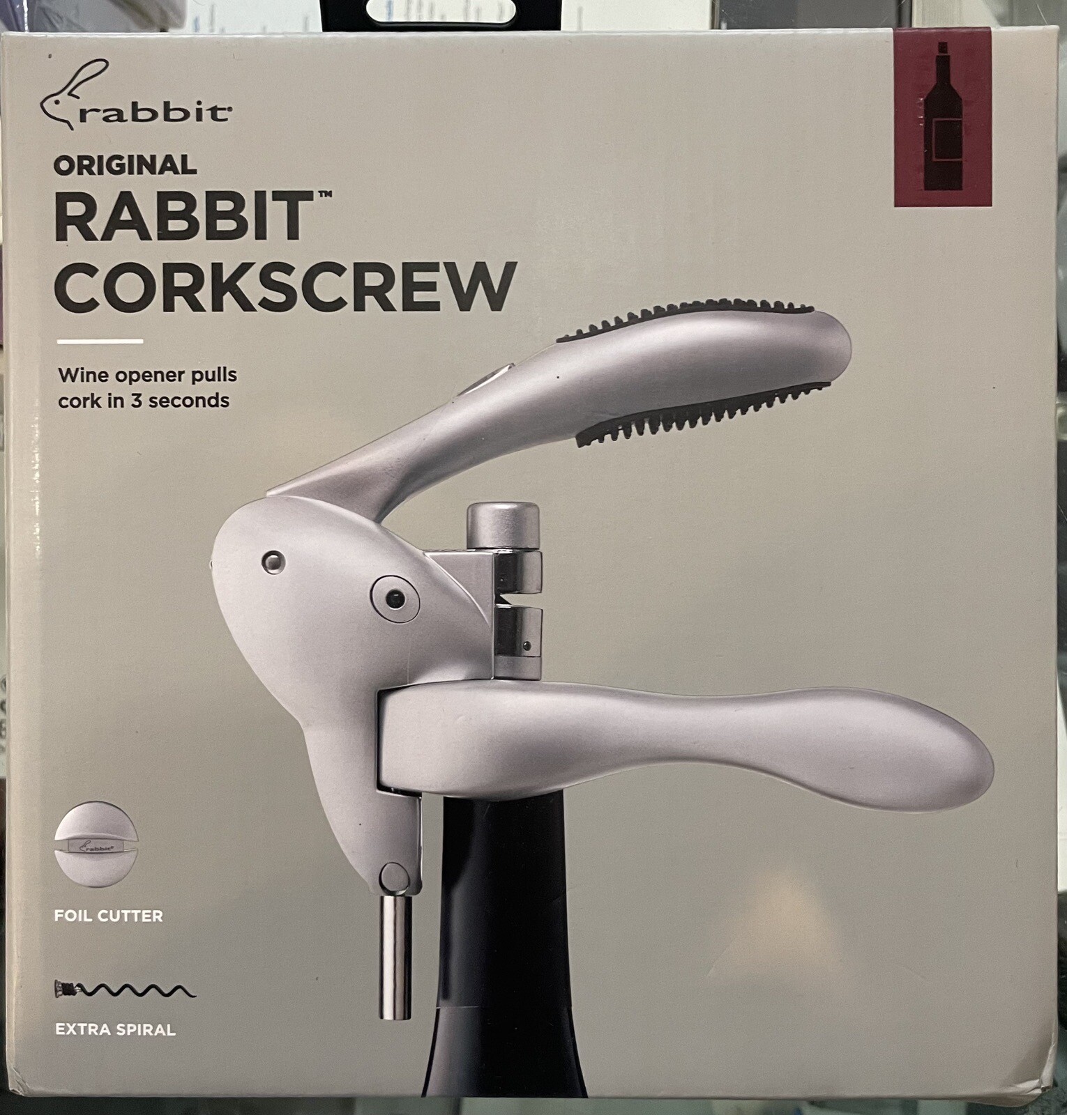 Original RABBIT Corkscrew Wine Bottle Opener Foil Cutter Extra Spiral ...
