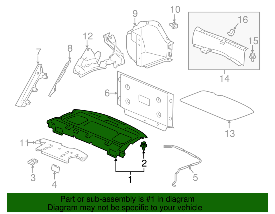 Genuine 2014 Honda Accord - Tray Rear *NH882L* (Platinum Gray) 84505 ...