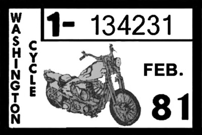 1981 Washington MOTORCYCLE FEB.81 Month.Year TAB-Sticker for Lic.Plate ...