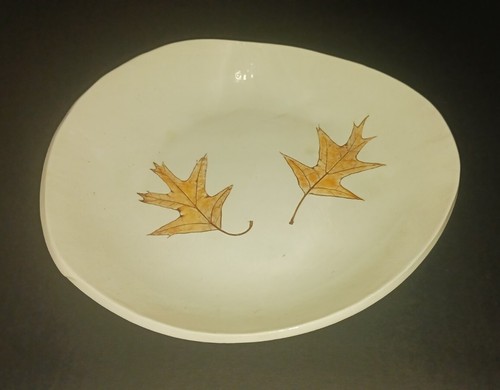 Studio Pottery Leaves Impressions Catch-All Trinket Bowl Dish - Signed ...