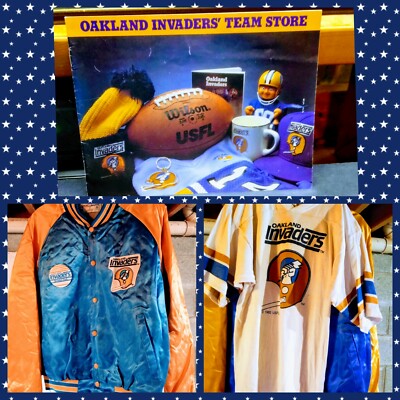 80s USFL Oakland Invaders Football Booster Club Satin Jacket Shirt ...