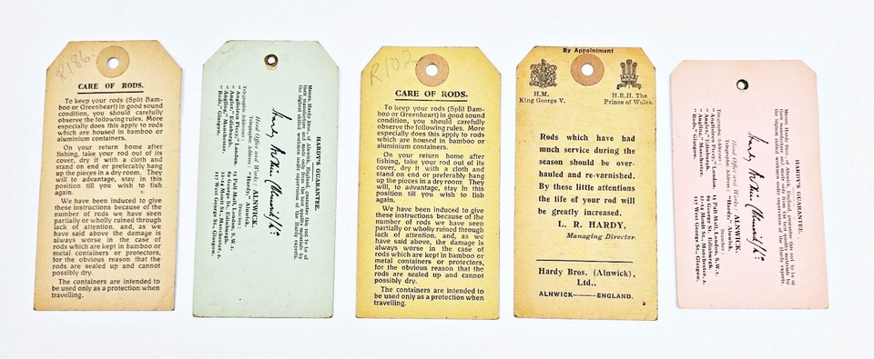 5 Hardy Bros. Fishing Rod Tags For Palakona, Care Of Rods c 1930s | eBay