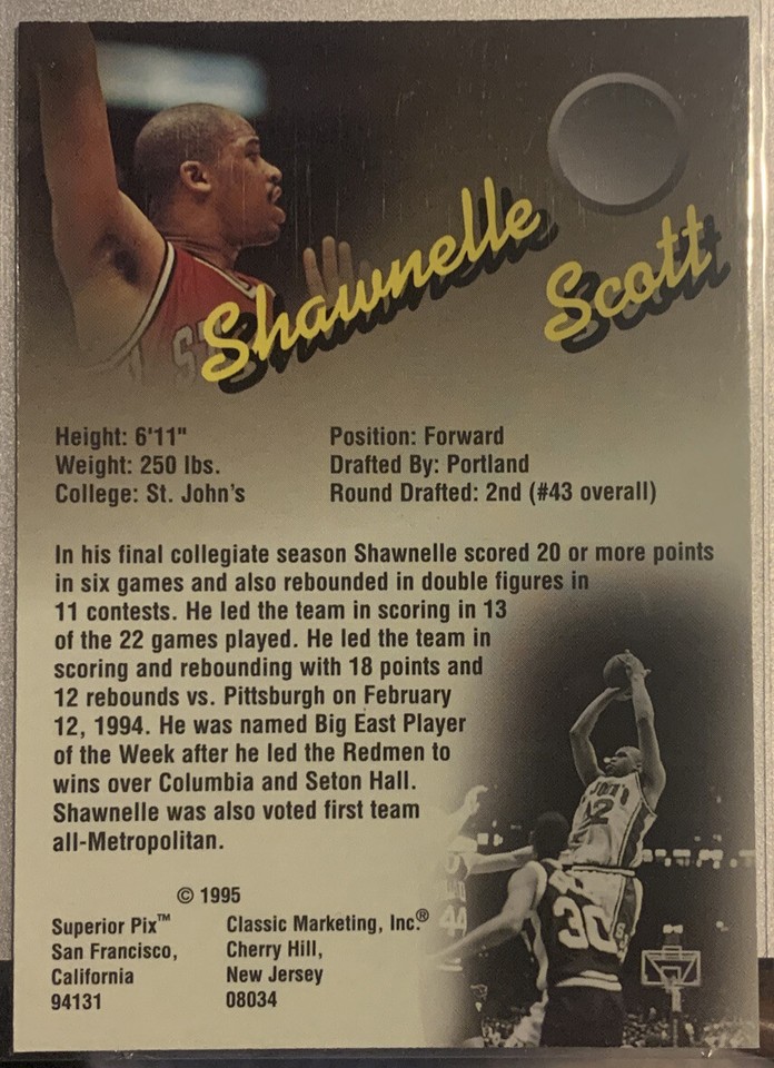 Shawnelle Scott St John’s Basketball Autograph Classic Pix Rookie Card ...