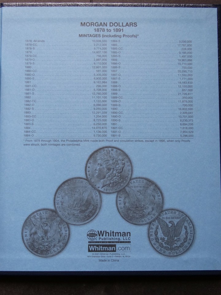 Whitman Morgan Silver Dollars Coin Album Book Number 1 1878-1891 #9128 ...