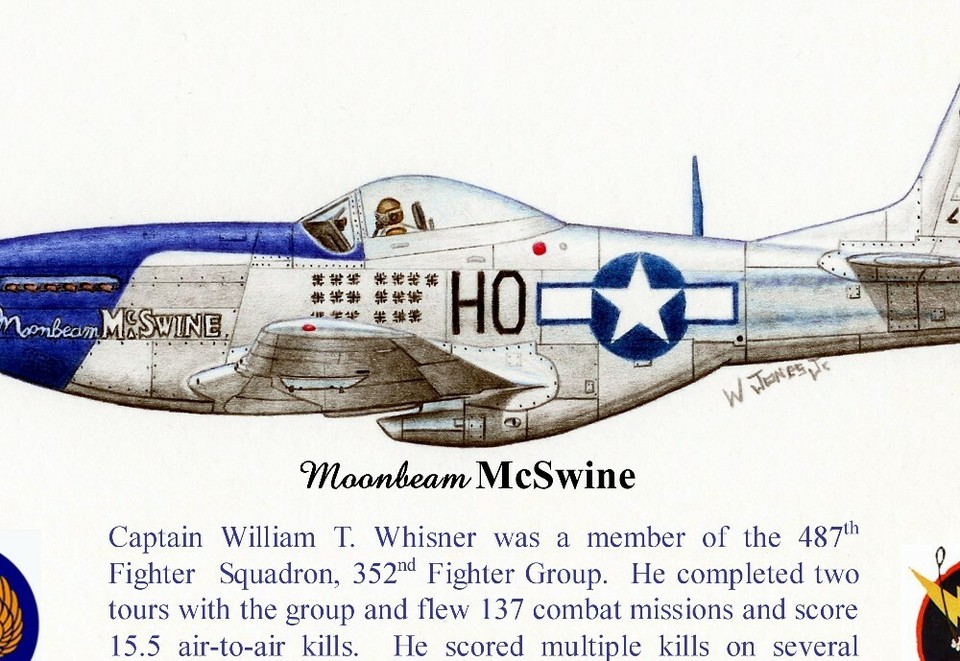 352FG Bill Whisner's P-51 "Moonbeam McSwine" Giclee art print by Willie ...