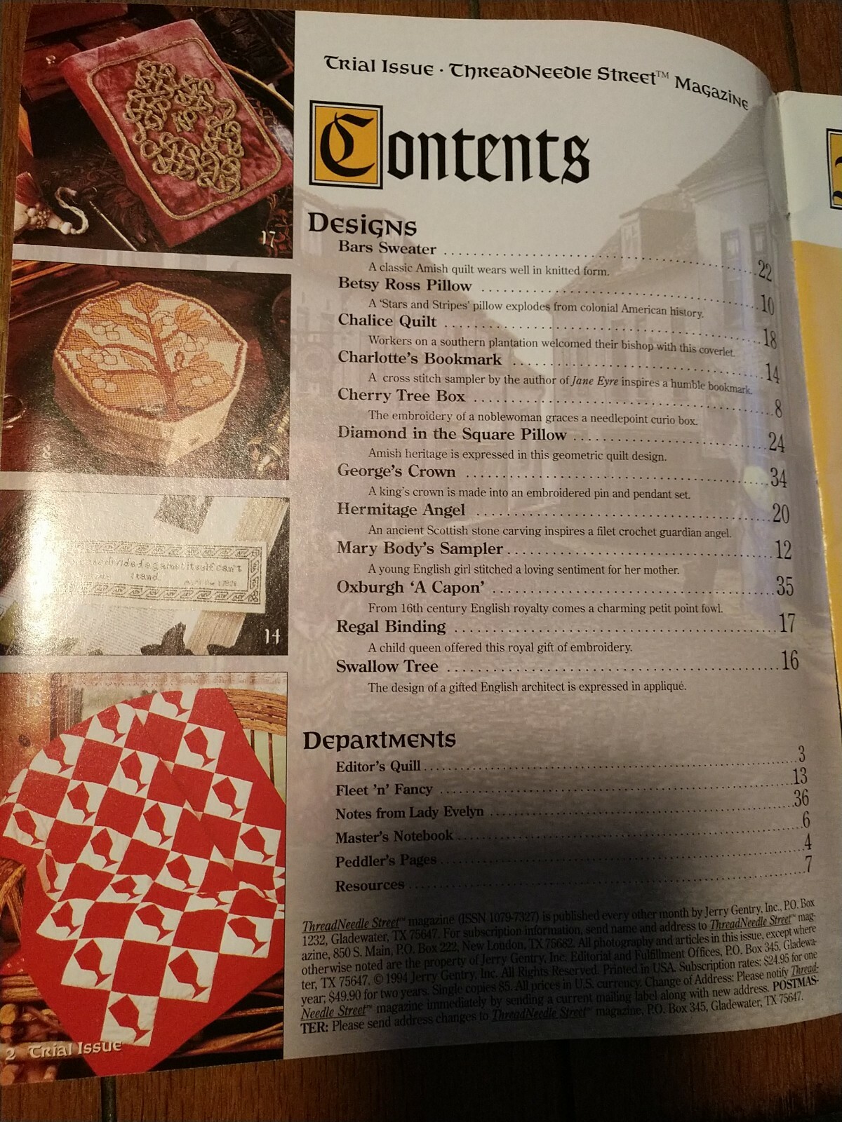 THREADNEEDLE STREET HISTORIC CRAFTS TRIAL ISSUE MAGAZINE 1994 35 PAGES ...