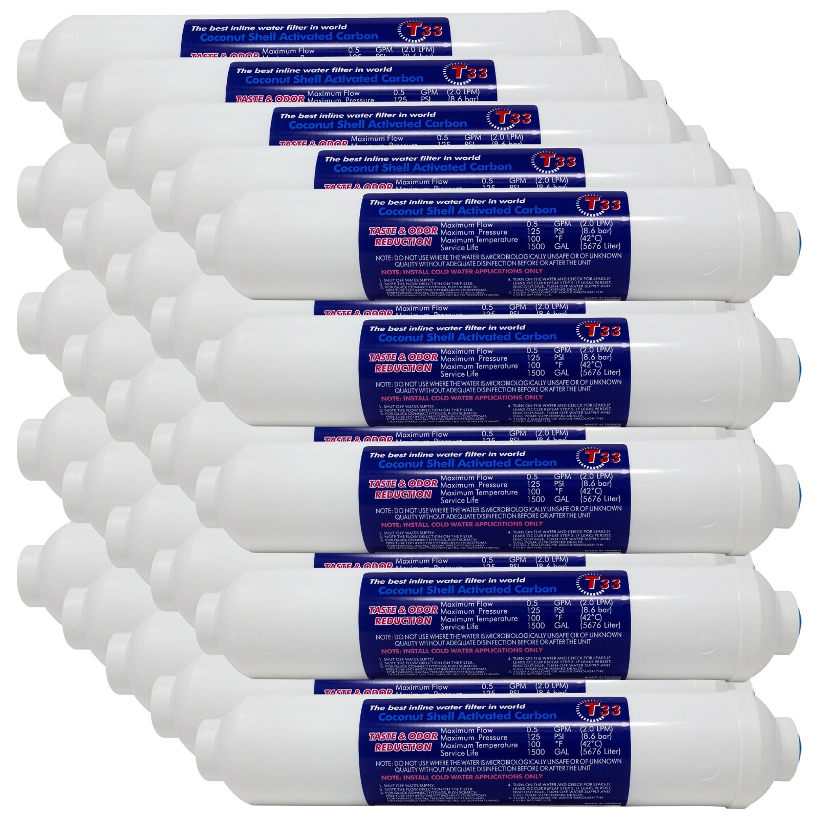 10" x 2" Post GAC Inline Filter w/ 1/4" NPT Female Threaded Ends NSF ...