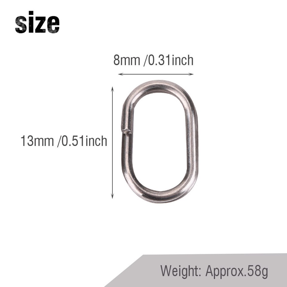 100Pcs/Set Stainless Steel Oval Split Rings Snap Fishing Tackle Connector | eBay