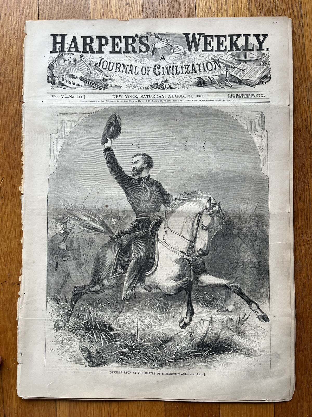 Rare 1861 CIVIL WAR newspaper W CENTERFOLD POSTER of CONFEDERATE ARMY ...